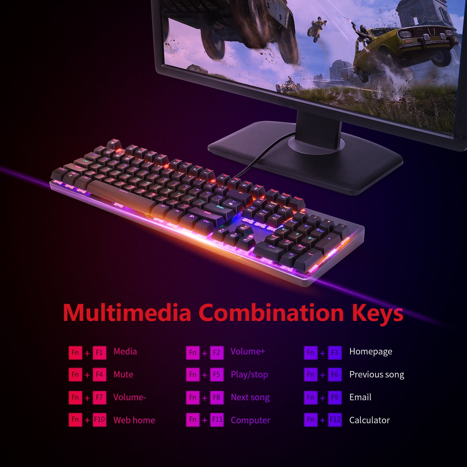 Buy Motospeed K73 104 Keys Gaming Keyboard Mixed Light Mechanical Keyboard with RGB Light Effect ...