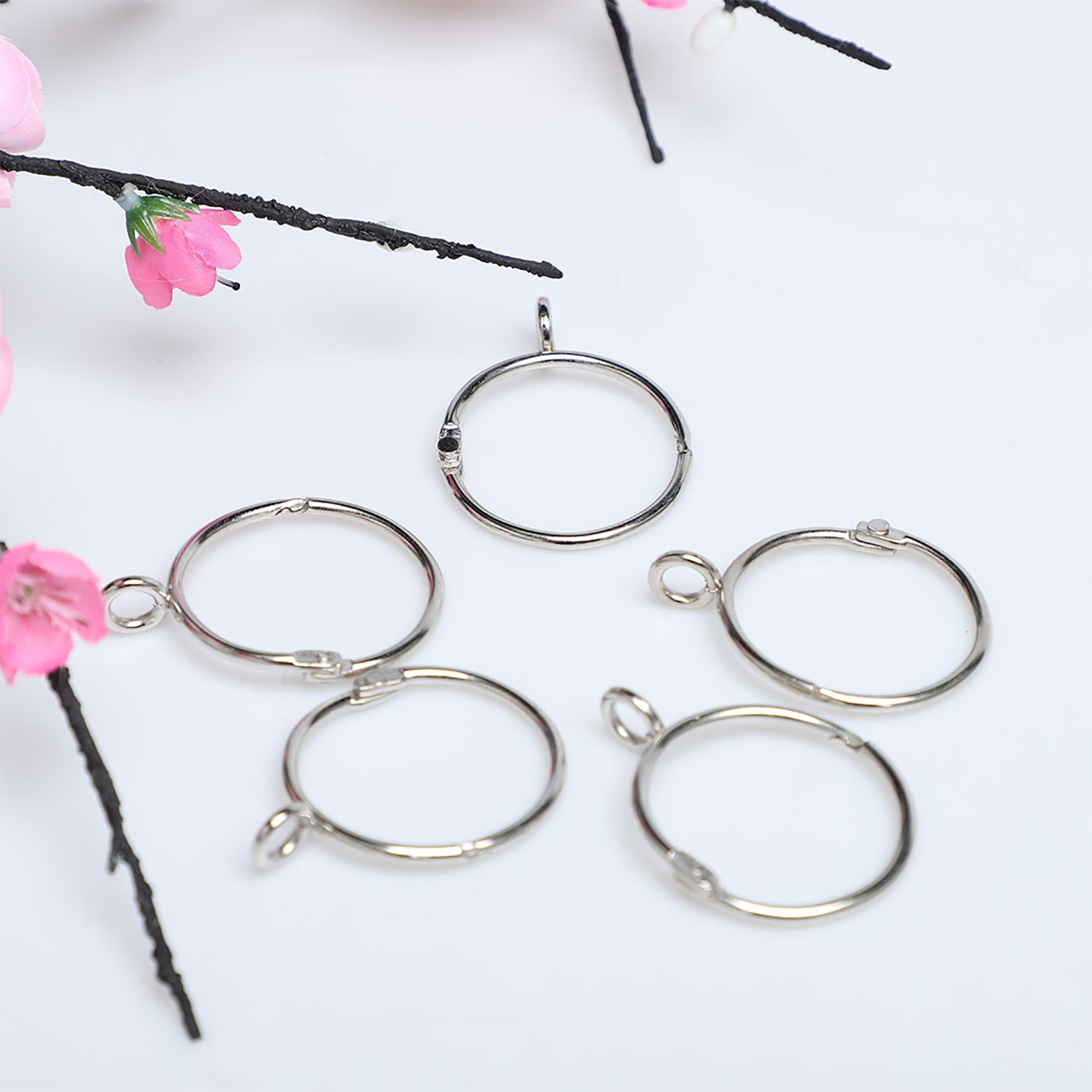 Rings for Curtain Rods, 1.5" Metal Curtain Ring with Eyelets Pack of 20 ...