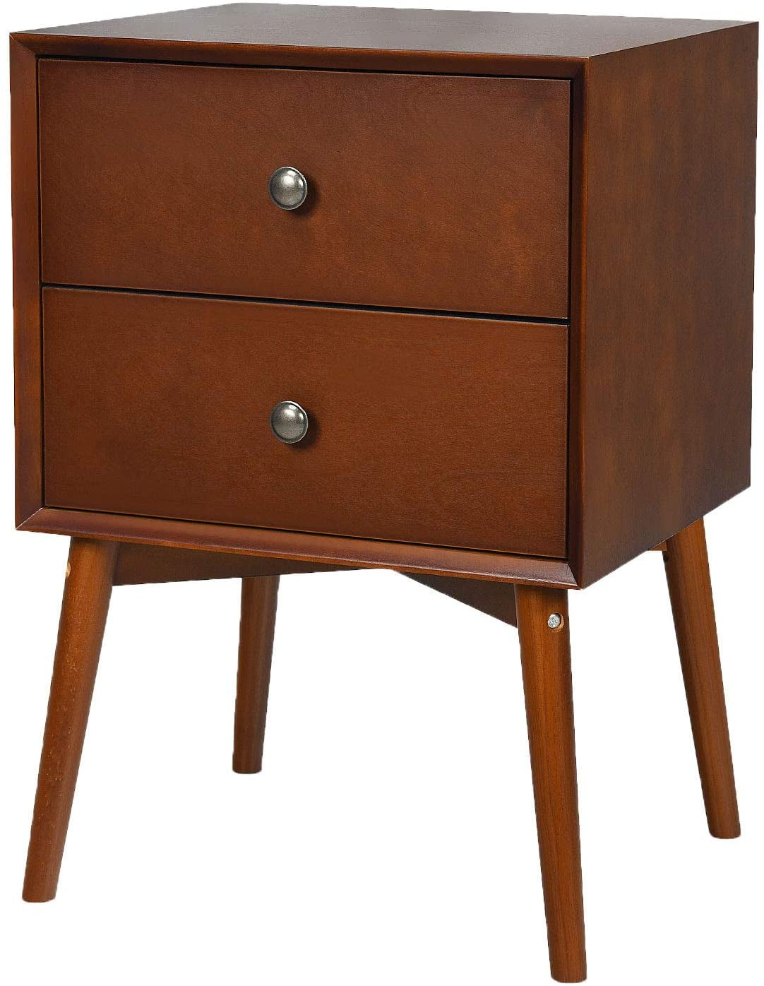 Giantex 2-Drawer Nightstand, Mid Century Modern Style Bedside Table ...