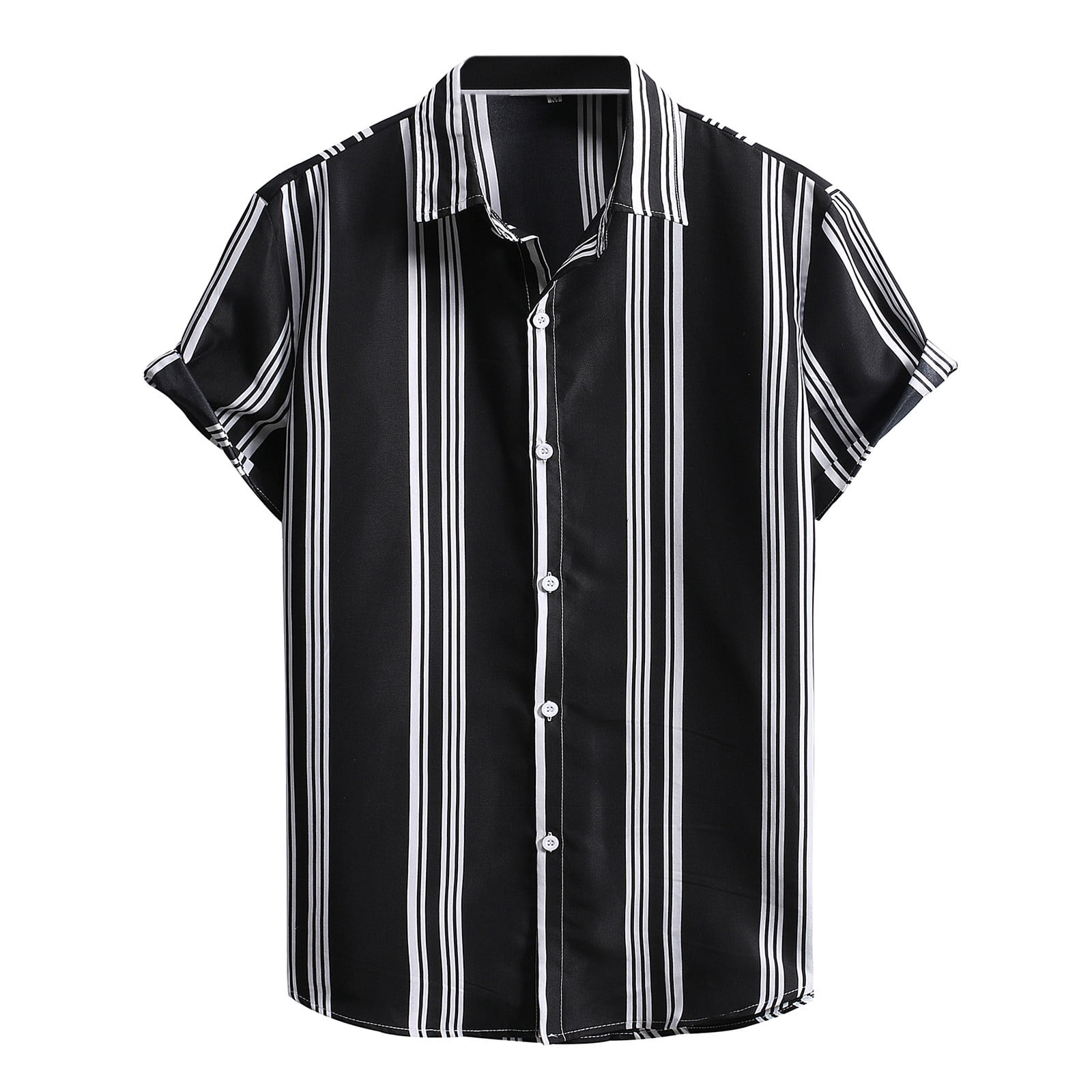 Gubotare Mens Short Sleeve Shirts Men's Striped Panel Dobby Short ...