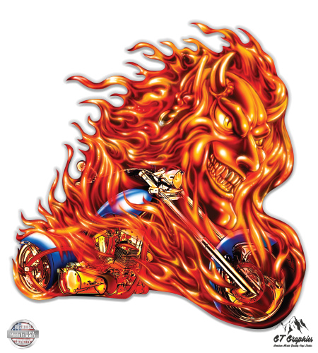 Chopper Demon Flames - 12" Vinyl Sticker Waterproof Decal - Walmart.com