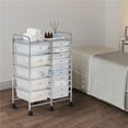 Alden Design 15 Drawers Rolling Storage Bin with Metal Frame & Lockable ...