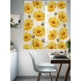Flowers Sheer Curtains 2 Panels Set Spring Gold Daisy Floral Bee Linen ...
