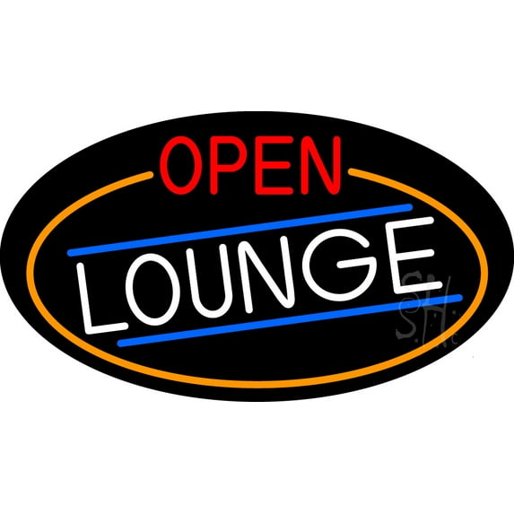 Open Lounge Oval With Orange Border LED Neon Sign 13 x 24 - inches ...
