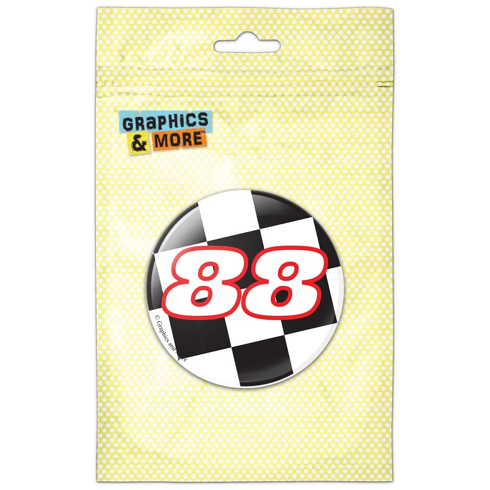 Number 88 Eighty Eight Racing Checkered Flag Refrigerator Button Magnet ...