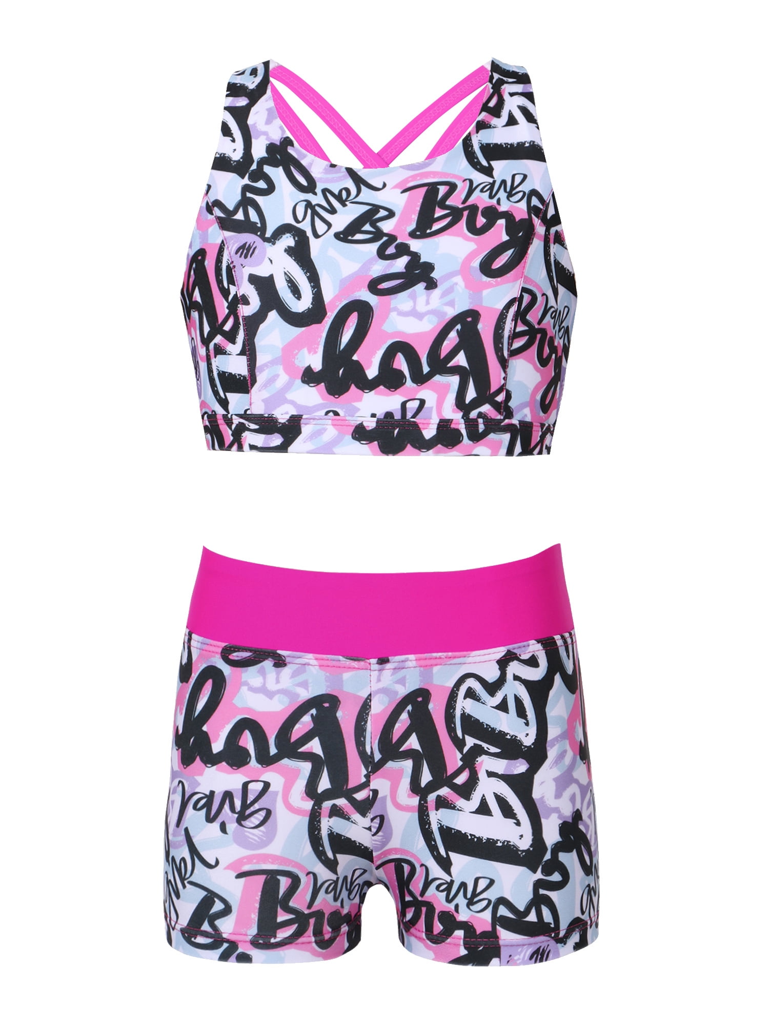 YiZYiF Kids Girls Two Piece Floral Pattern Printed Swimwear Tank Top ...