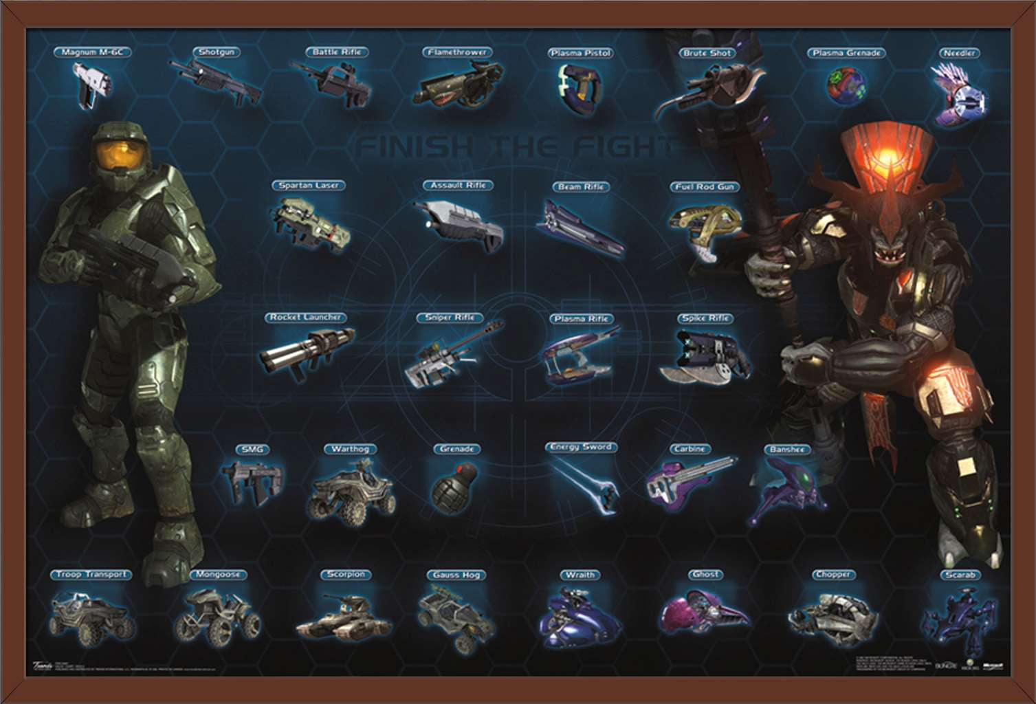 Halo 3 - Chart - Whole Wall Poster, 22.375" x 34", Framed - Walmart.com
