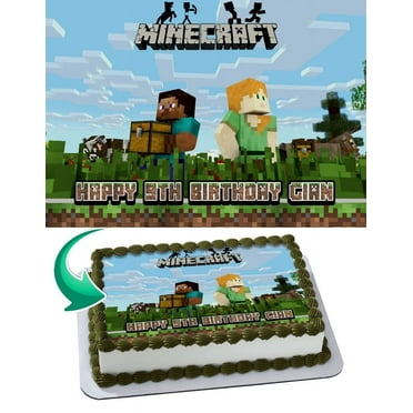 Custom Minecraft Edible Cake Topper, Personalized Pixel Style Image, 1/ ...