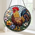 Rustic Rooster Stained Glass Suncatcher Window Decor, Farmhouse Chicken ...
