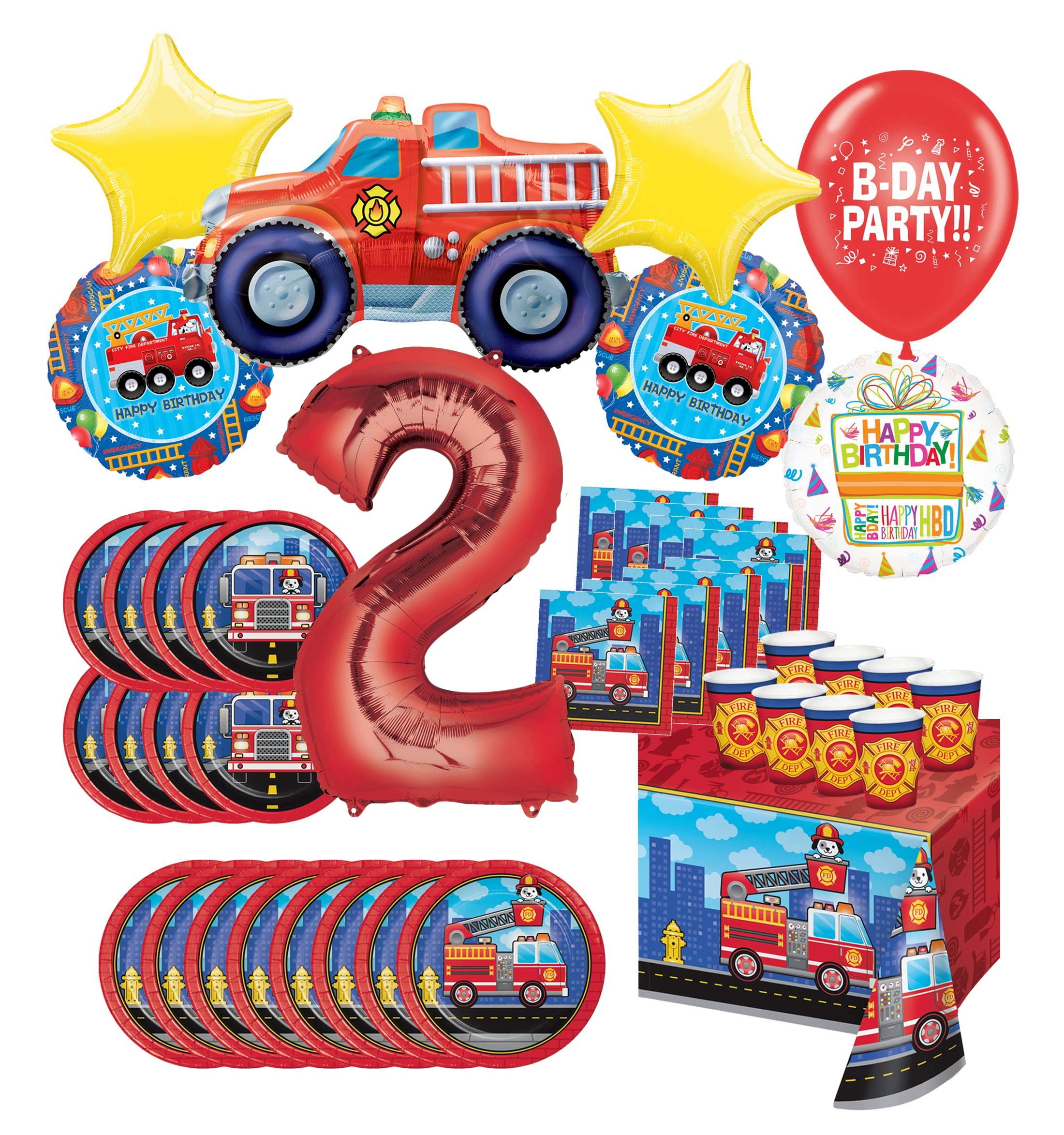 Fire Engine Truck Party Supplies 8 Guest Decoration Kit and Rescue 2nd ...