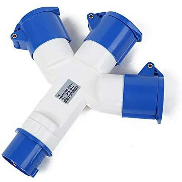 3-Way Splitter 16A 220v IP44 3 Way 3 pin Industrial Site Plug & Wall Socket Waterproof IP44 Plug ...