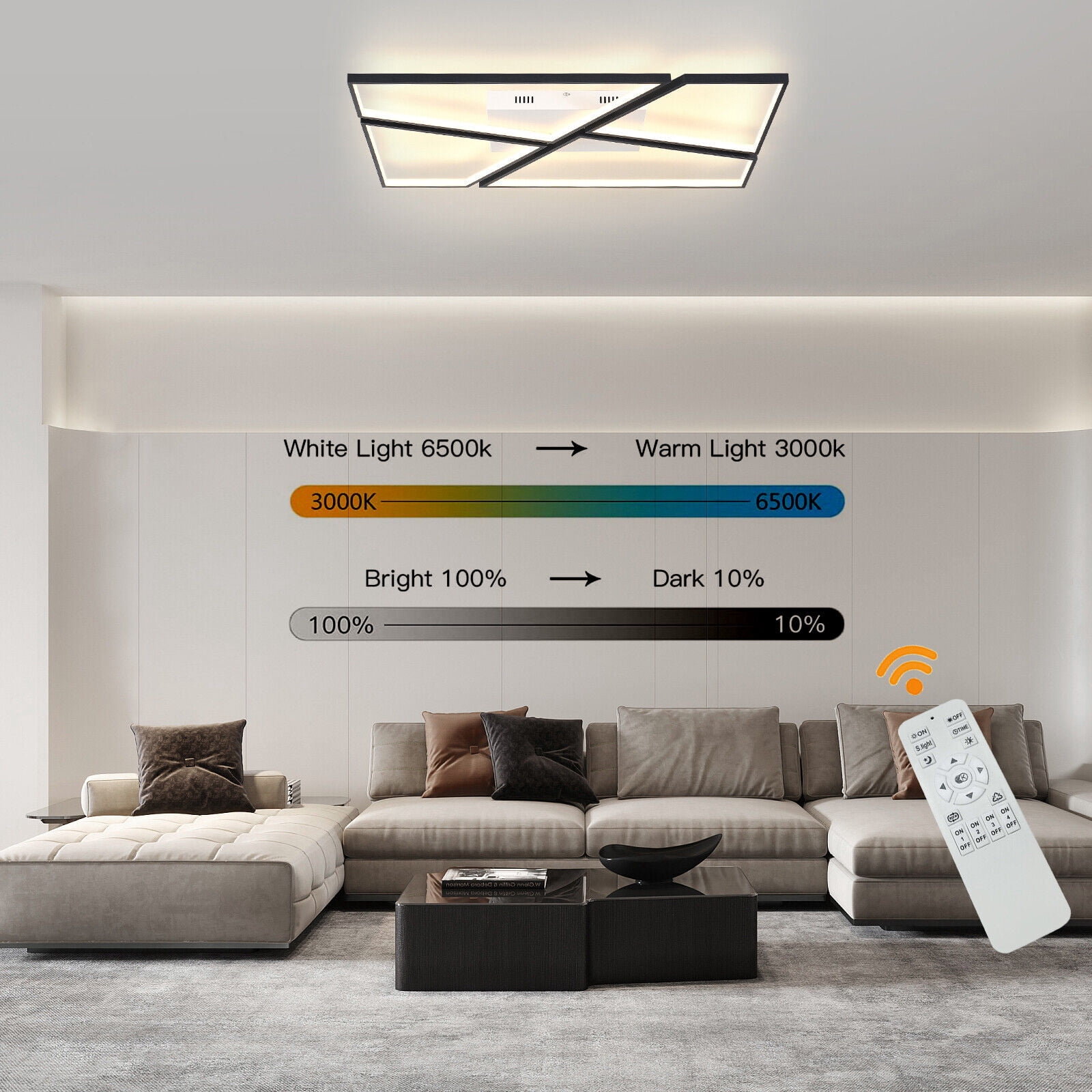 35.43" 4-Lights LED Ceiling Light 74W LED Dining Room Light Fixture W ...