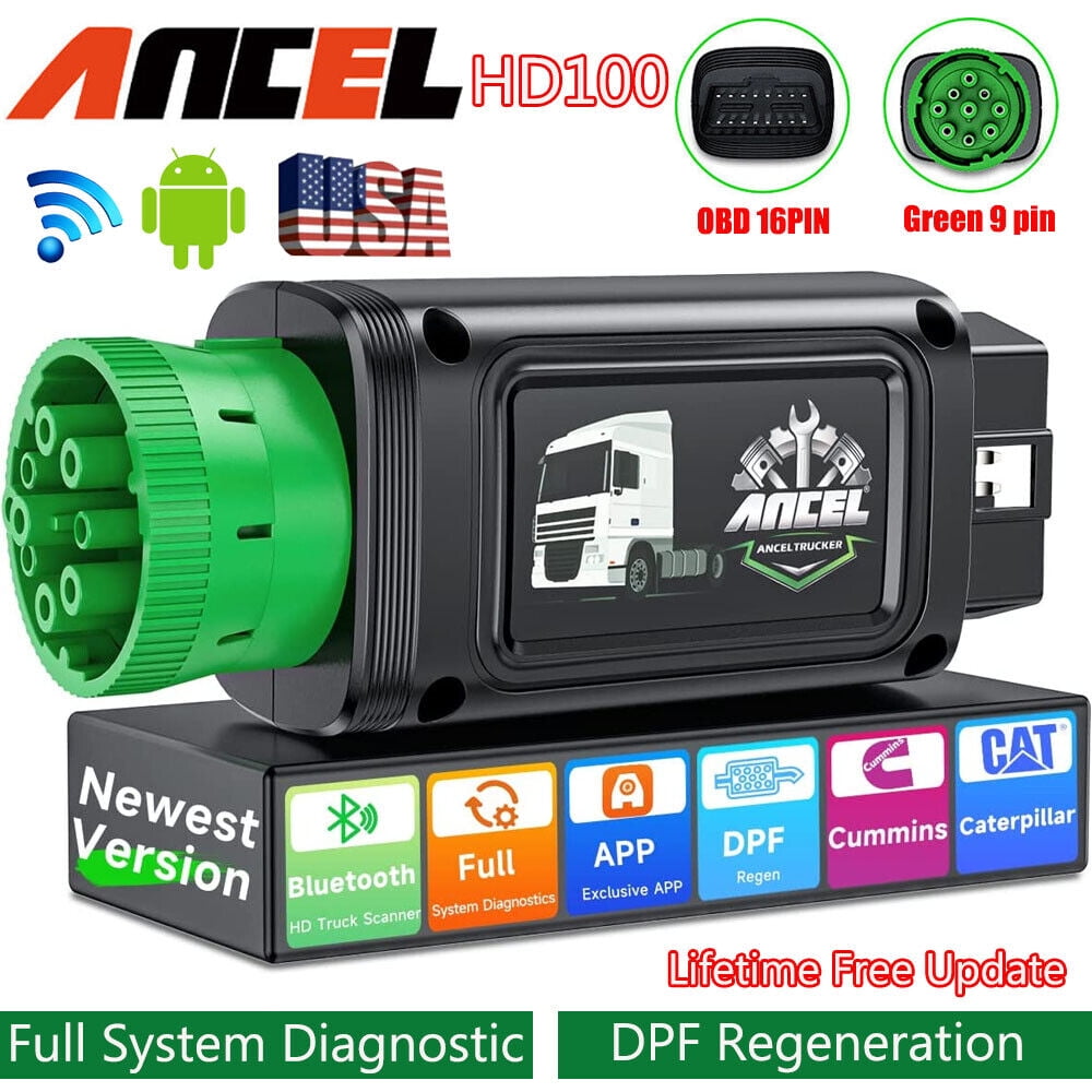 ANCEL HD100 Bluetooth Heavy Duty Truck Scanner All System Diesel ...