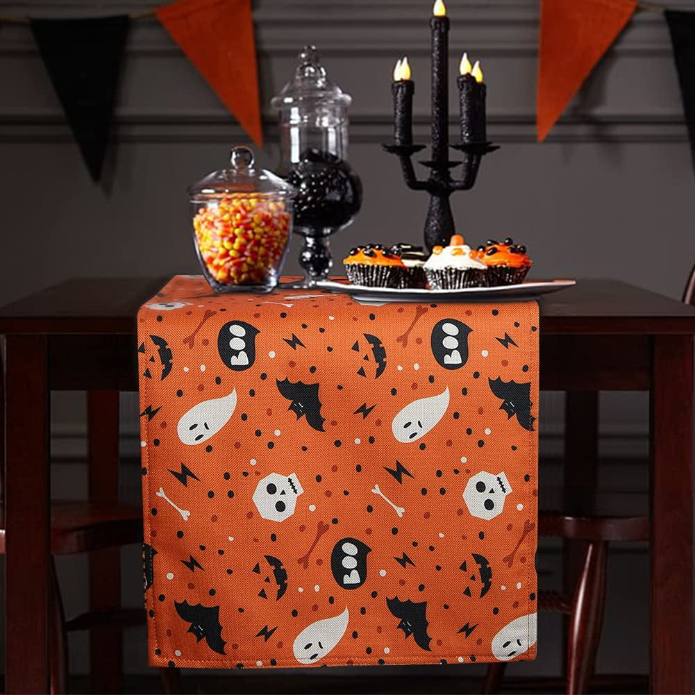 Halloween Ghost Skeleton Table Runner, 9 x 87 Inch Pumpkins Ghost Face ...