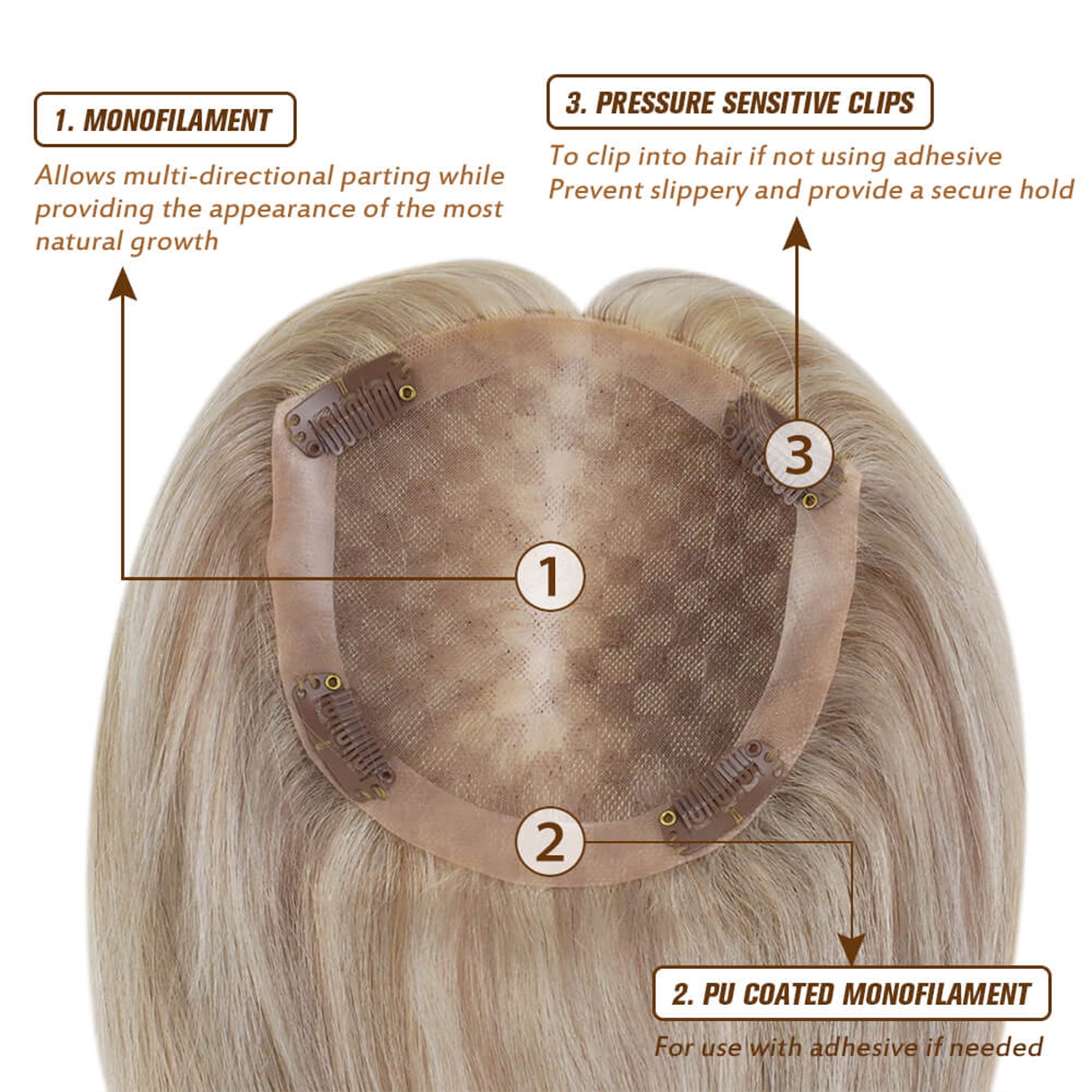 Buy Full Shine Hair Topper Extensions Real Human Hair 18 Crown Toupee ...