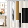 Abstract Geometric Shower Curtain Watercolor Black and Tan Stripes ...