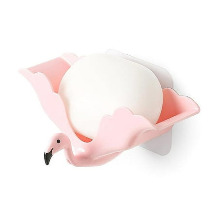 FanShow Portable Creative Flamingo Soap Dishes Bathroom Drain Suction Cup Wall Mounted Box ...