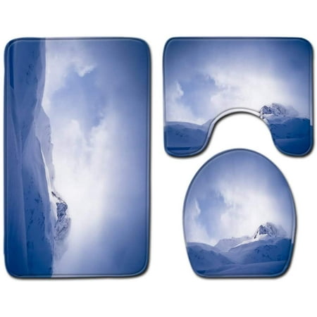 Snow Mountain Bath Mats 3 Piece Set Non Slip Toilet Bathroom Rug Mat ...