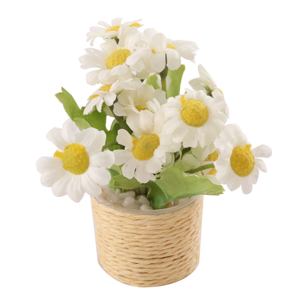 FUNNYFAIRYE 1:8 Dollhouse Miniature Daisy Potted Plant Flower Bonsai ...