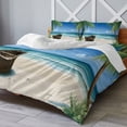 4 Piece Duvet Cover Set Twin, Ocean Beach Boat Coconut Tree Soft ...