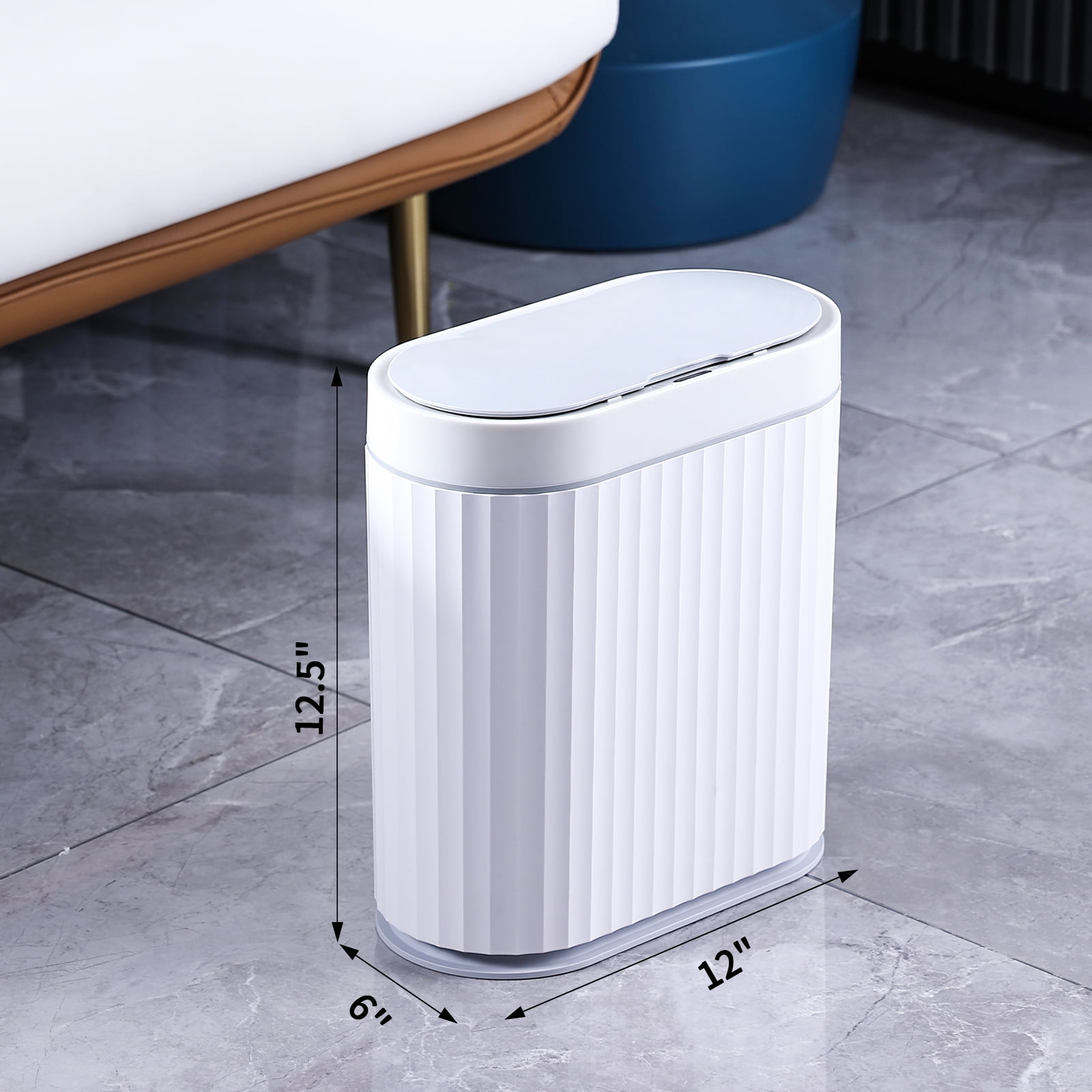 ELPHECO Bathroom Trash Can - 2.5 Gallon Waterproof Sensor Trash Can, 10 ...
