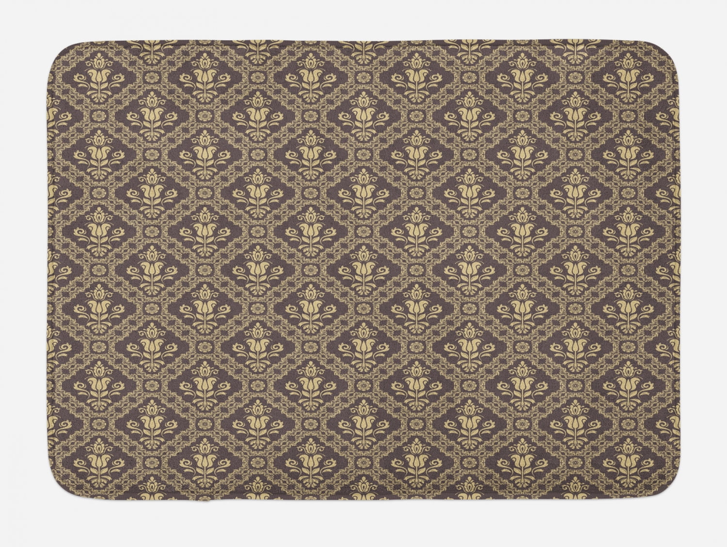 Vintage Bath Mat, Medieval Victorian Rococo Baroque Style Damask Tulip ...