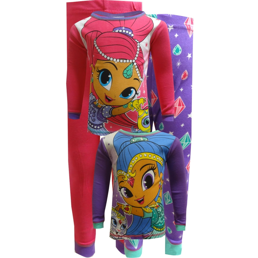 Nickelodeon - Nick Jr Shimmer And Shine 4 Piece Cotton Pajama - Walmart ...