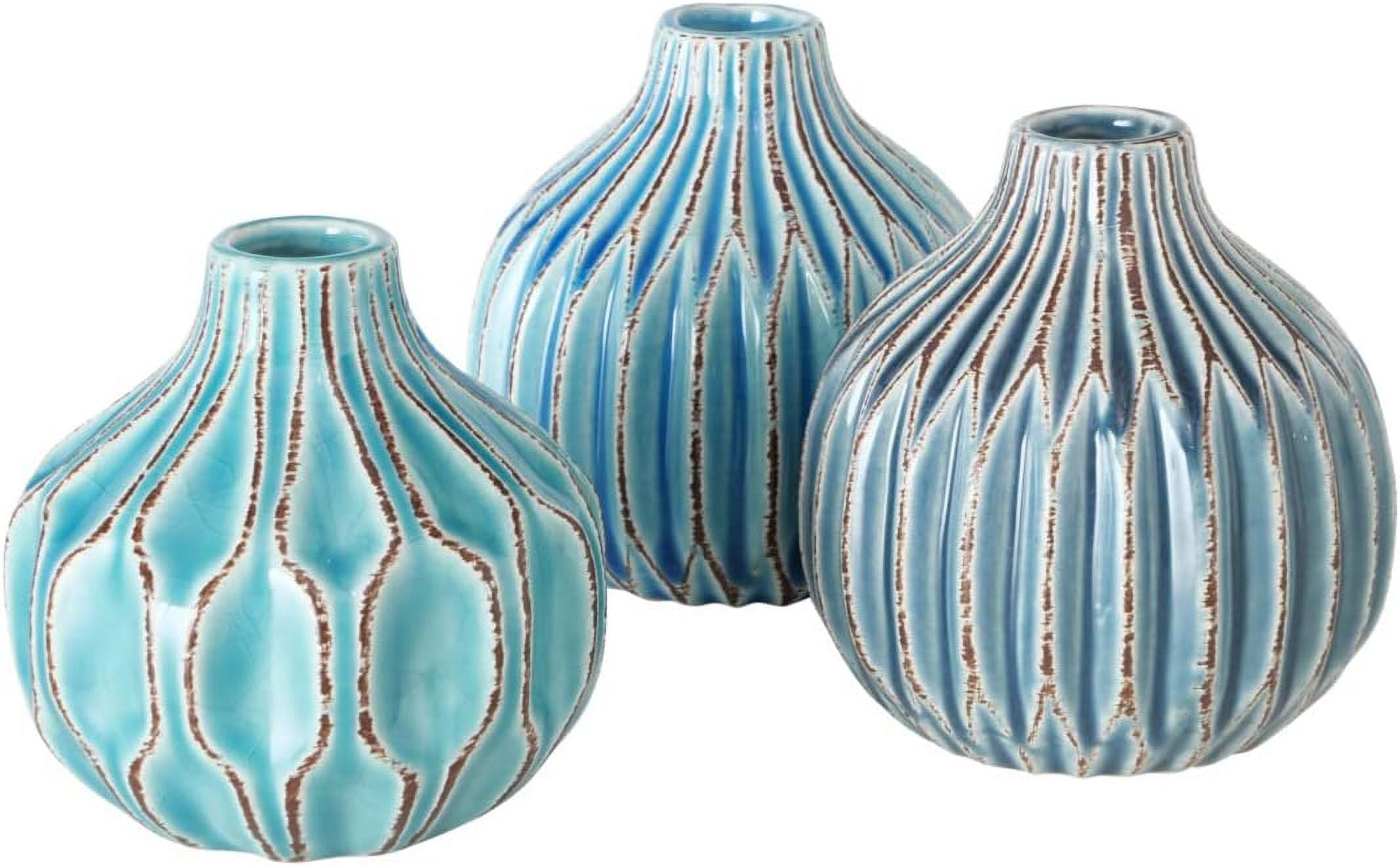 ERDS-Iconic Scandi Baby Vases, Set of 3, Fluted, Shades of Blue ...