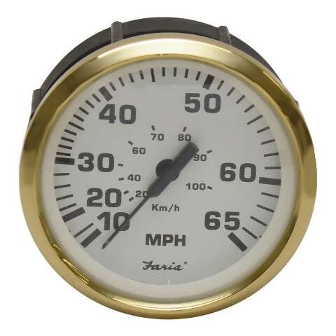 Faria Boat Speedometer Gauge SE9575B | Euro Gold 65 MPH - Walmart.com