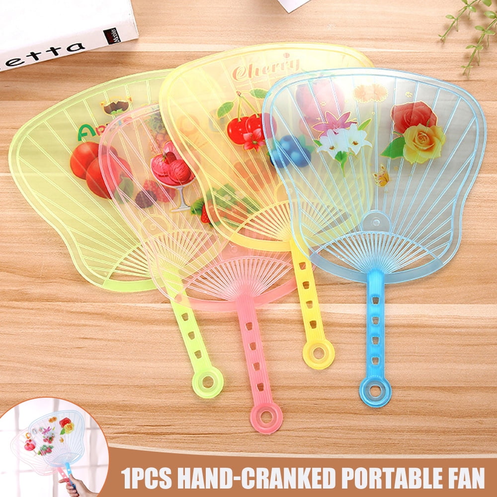 Alexsix Hand Held Fan Plastic Transparent Cartoon Print Fan Lightweight ...