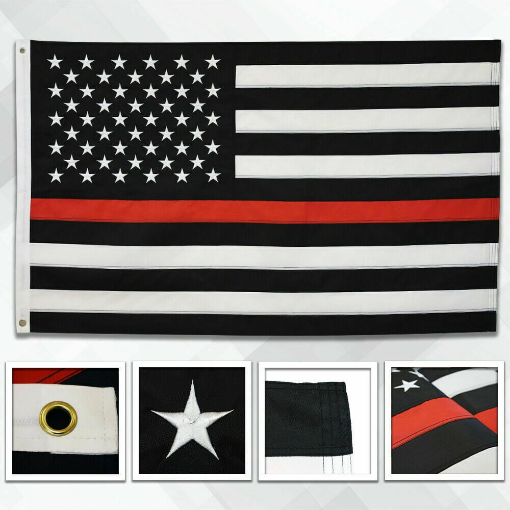 3x5 Embroidered Thin Red Line Fire Dept 210D Flag - Walmart.com
