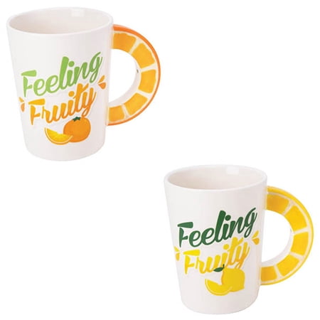 Sip Of Art Ceramic Feeling Fruity Fruit Shaped Handle Mug Set, Orange ...