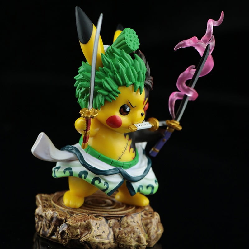 Pikachu Cosplay Zoro Model Toy One Piece Pokemon Cartoon Anime Figures ...