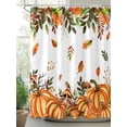 Autumn Shower Curtain 36"W x 72"L Orange Pumpkins Birds Falling Leaves ...