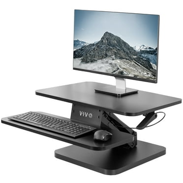 VIVO Gray Height Adjustable Standing Desk Riser, Tabletop Computer ...