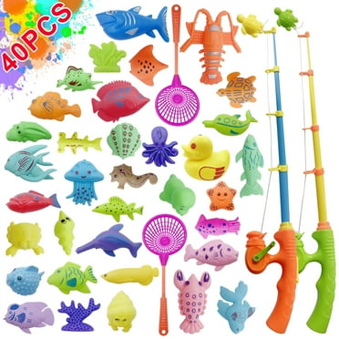 Magnetic Fishing Game Set for Kids (Ages 3-6): 40PCS Floating Fish Toy ...