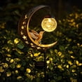 Dusk to Dawn Solar Stake Lights, Hummingbird Moon Shaped Outdoor Lamp ...