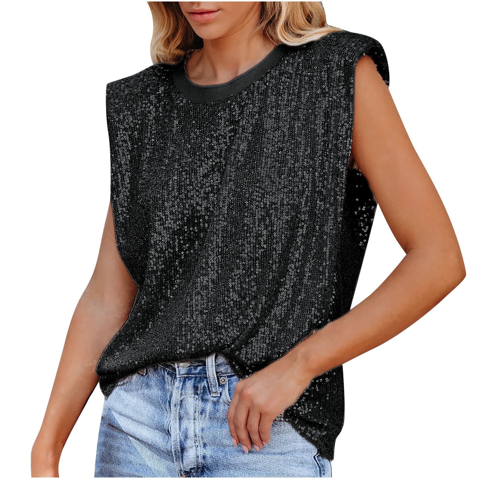 Click here for Yuyuzo Sequin Tops For Women Cap Sleeve Crewneck S... prices