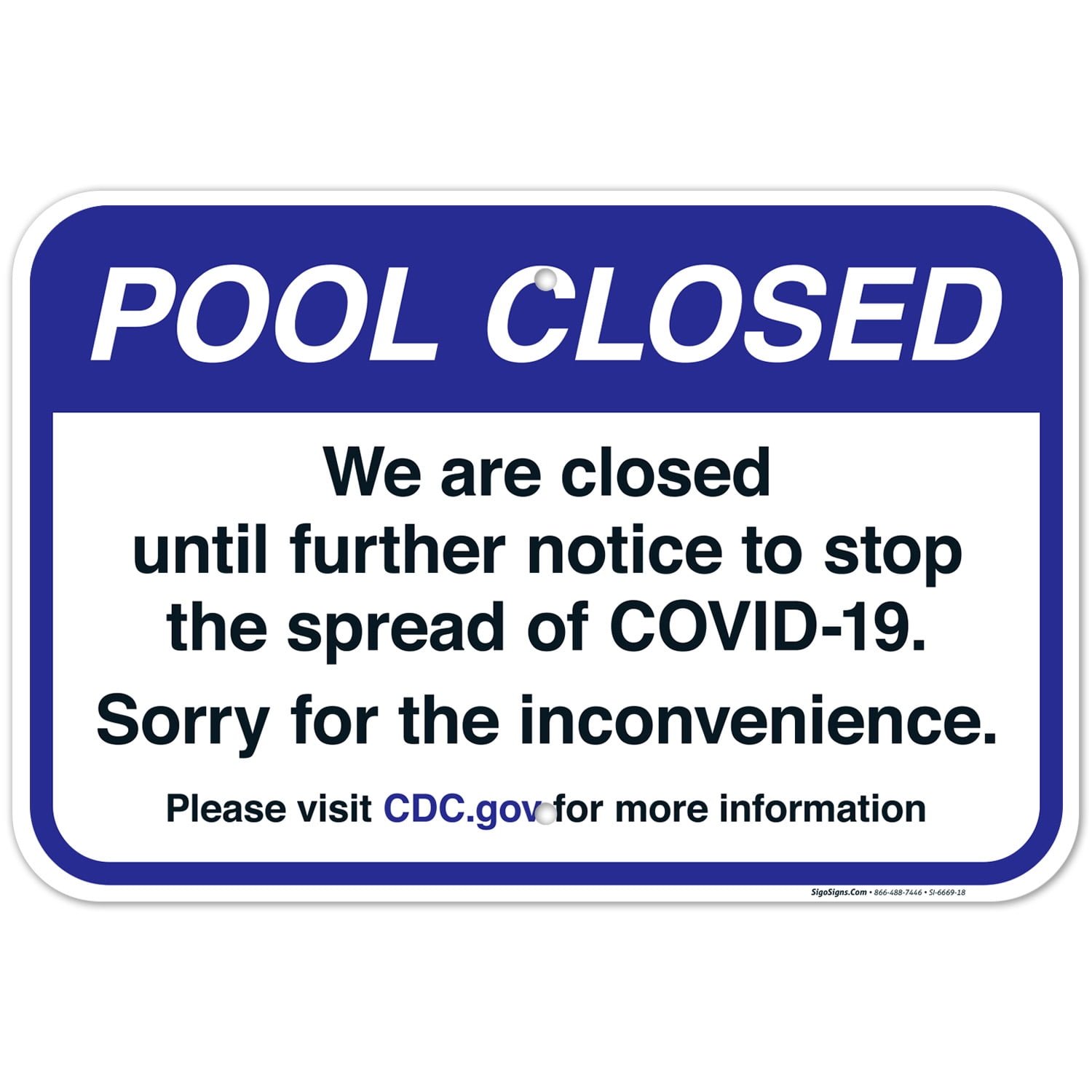 Pool Closed Sign, Pool Sign, (SI-6669) Vinyl Sticker - Walmart.com