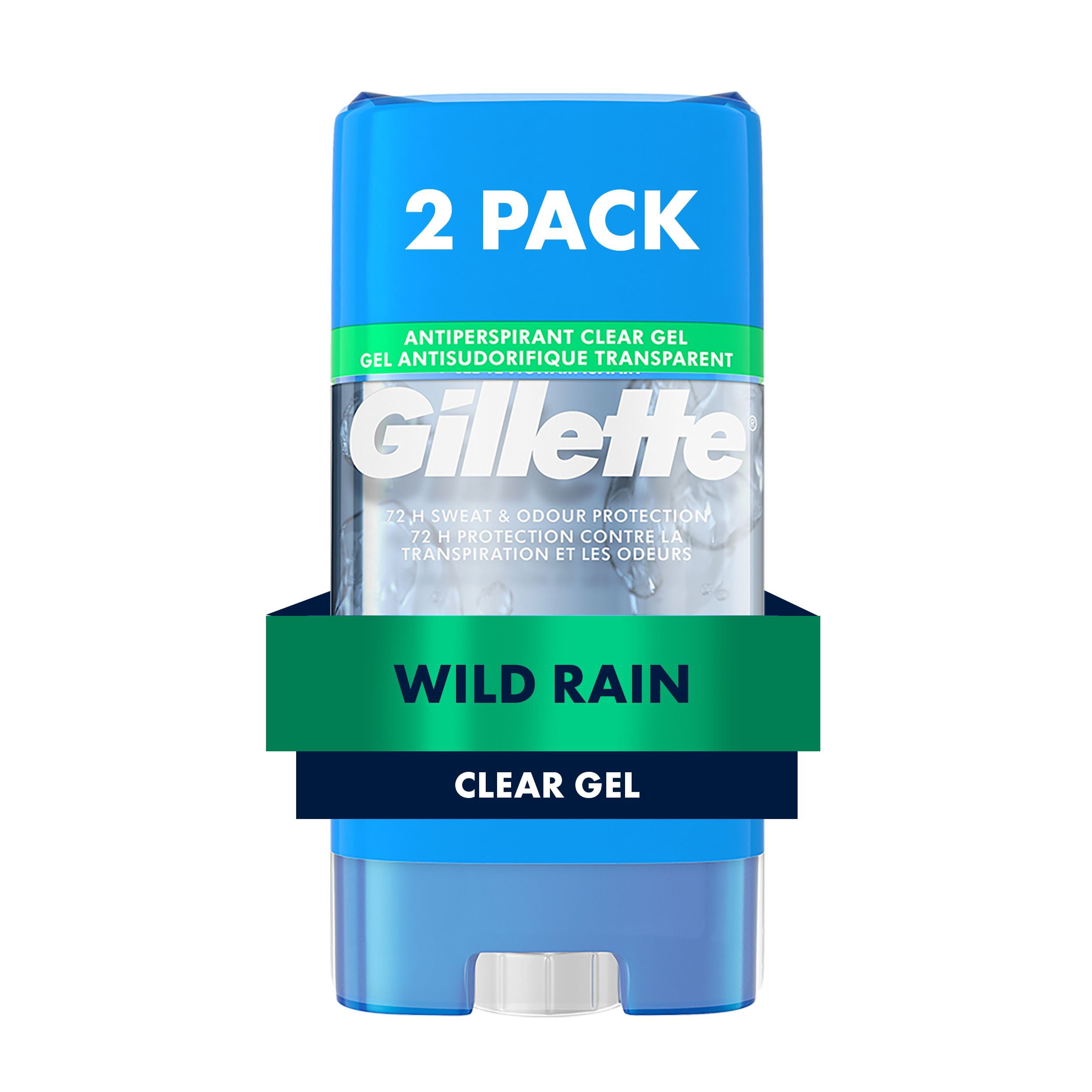 Gillette Clear Gel Antiperspirant and Dedorant for Men Wild Rain, Twin ...