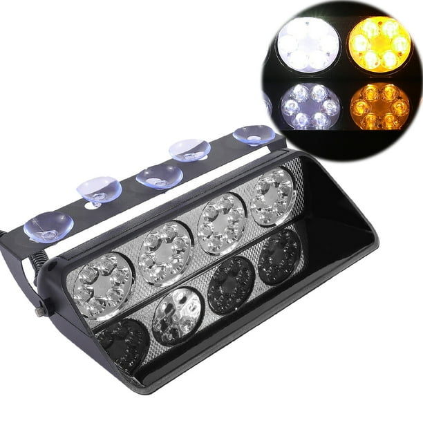 Top-Max LED Emergency Strobe Light 12V Windshield Mount Harzard Warning ...