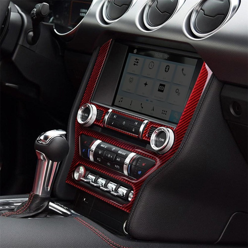 Red Carbon Fiber Interior A/C Dash Panel Cover Trim For Ford Mustang ...