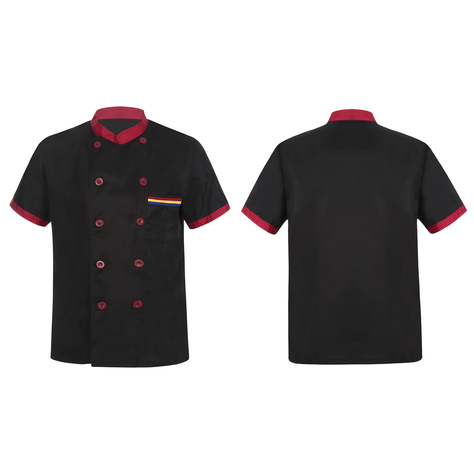iiniim Unisex Chef Coat Short Sleeve Jacket Double-Breasted Kitchen ...