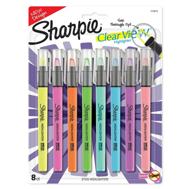 Sharpie Clear View Highlighter, Pocket Highlighter, Assorted, 8 Count ...