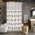 Birds on the Wire Blue Grey Burlap Background No Hook Shower Curtain ...