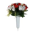 Artificial Cemetery Flowers, 18-Head Memorial Rose Bouquet with Bucket ...