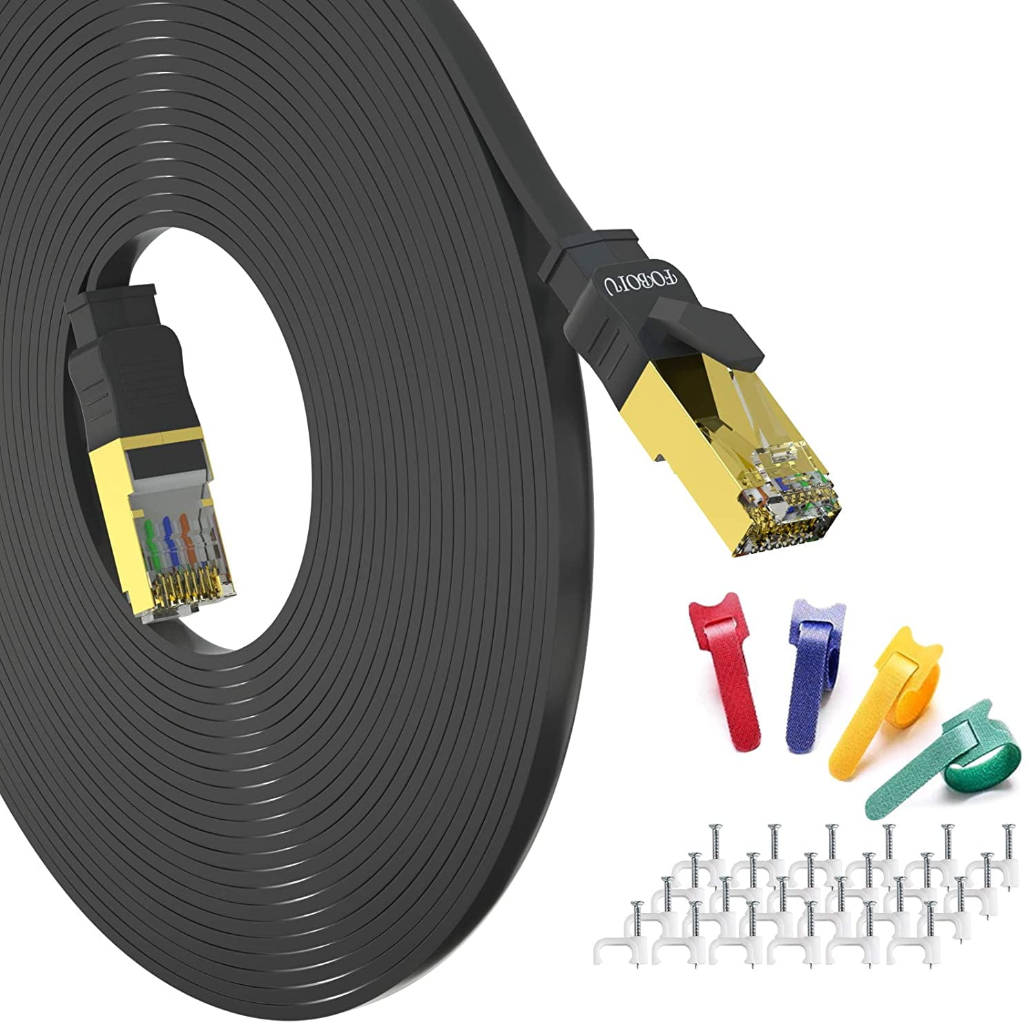 Cat 7 Ethernet Cable 50 ft Shielded, Foboiu Cat7 Internet Network Cable ...