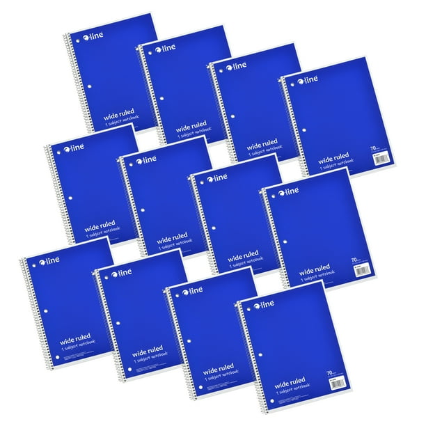C-Line 1-Subject Notebook, 70 Page, Wide Ruled, Blue, Pack of 12 ...