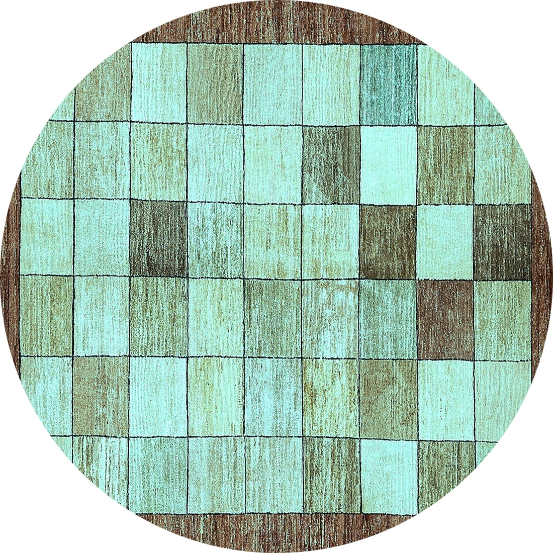 Ahgly Company Indoor Round Checkered Light Blue Modern Area Rugs, 6 ...