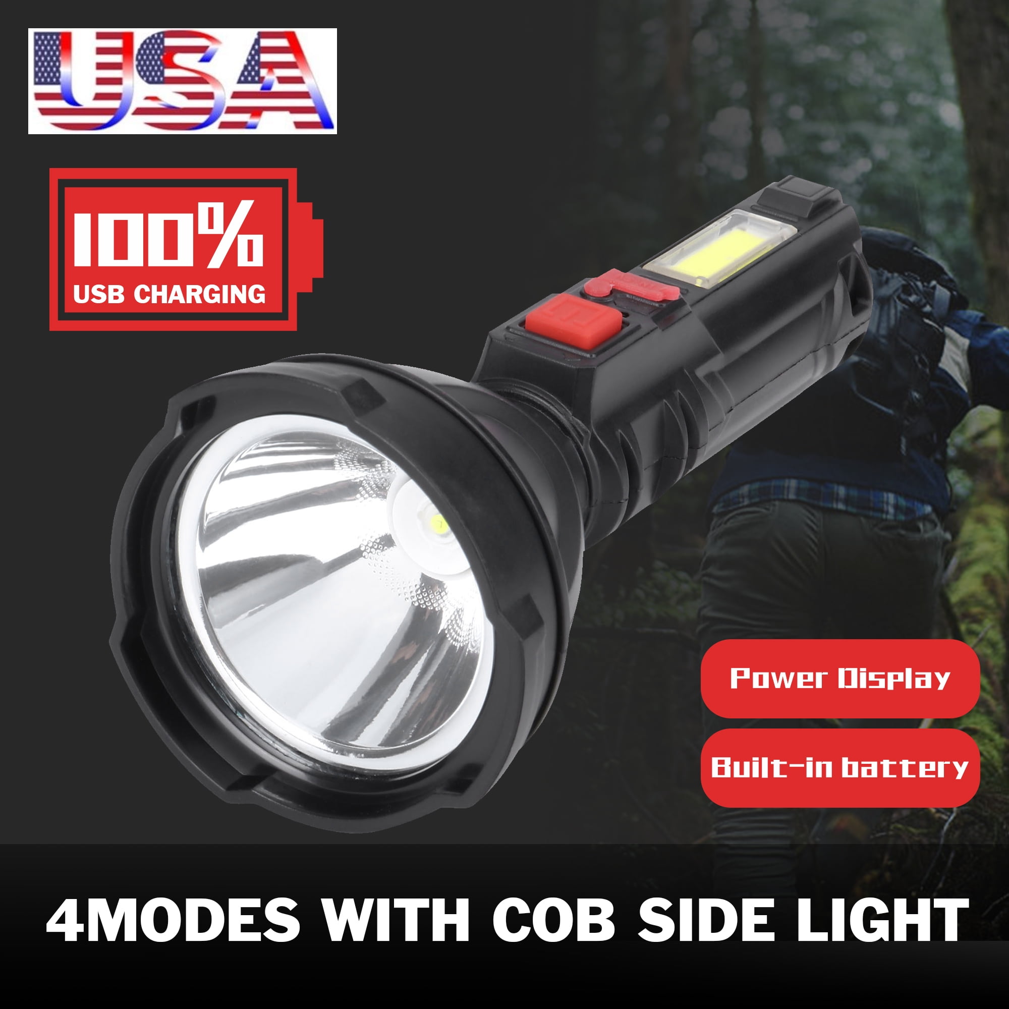 Flashlights Rechargeable LED Flashlight USB Super Bright, High Powered ...